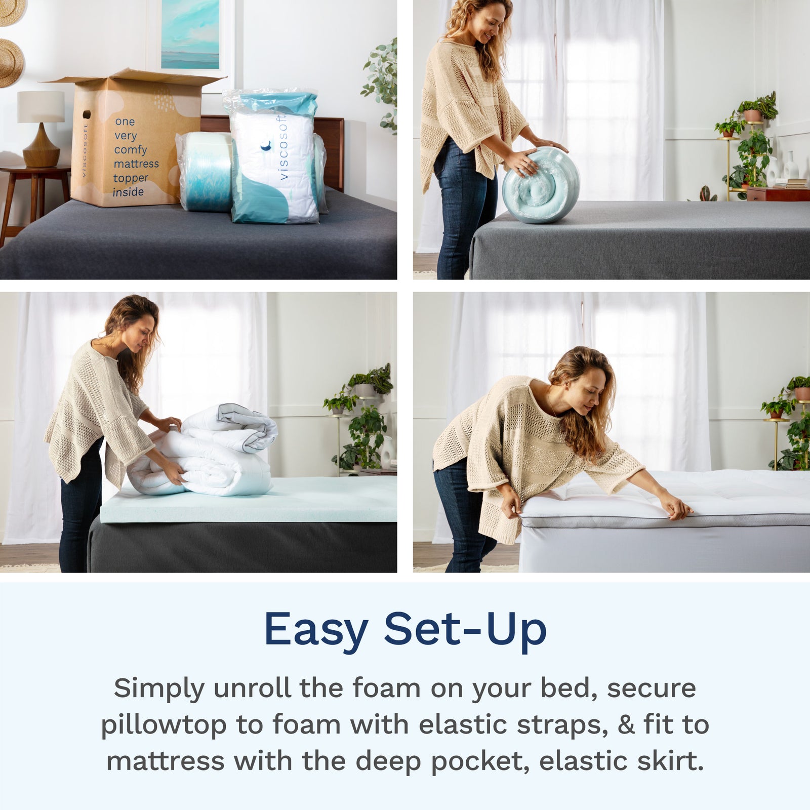 Viscosoft 4 inch Pillow Top Gel Memory Foam Mattress Topper King Serene Dual
